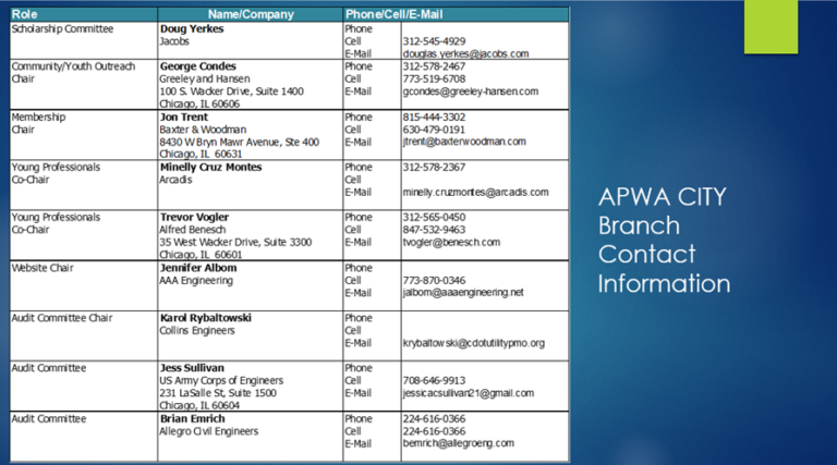 City Branch – APWA Chicago Metro Chapter