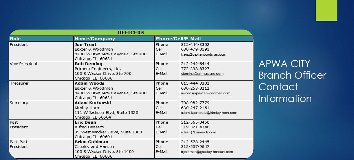 City Branch – APWA Chicago Metro Chapter