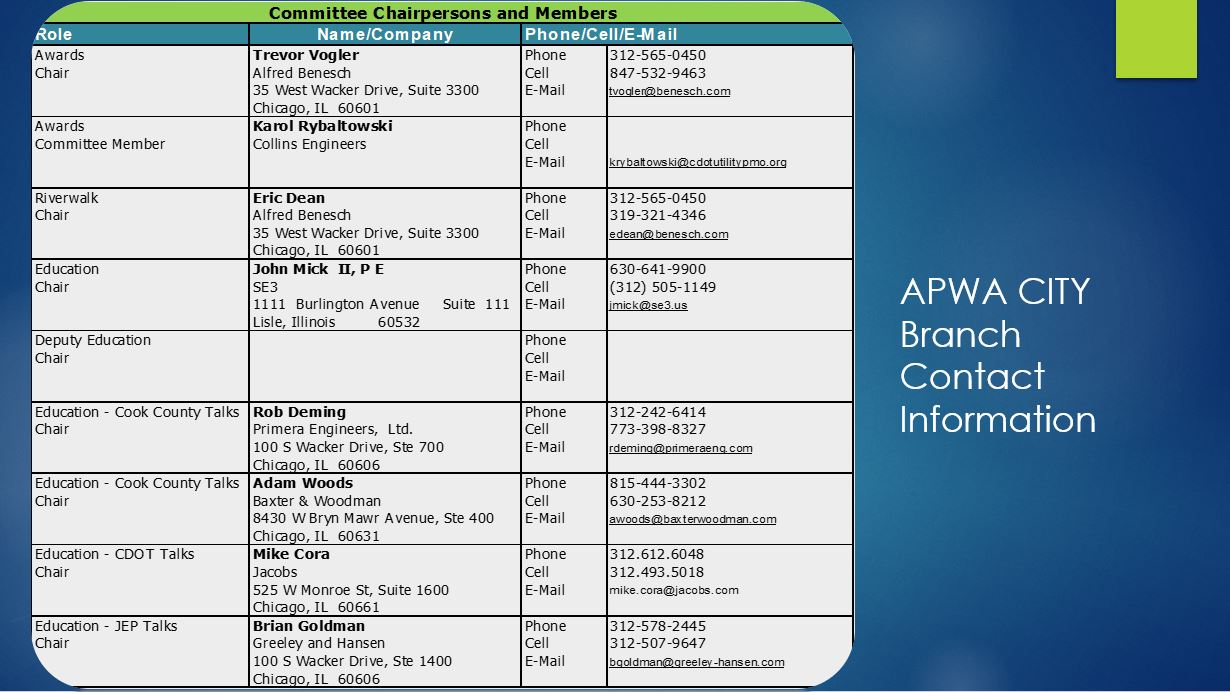 City Branch – APWA Chicago Metro Chapter