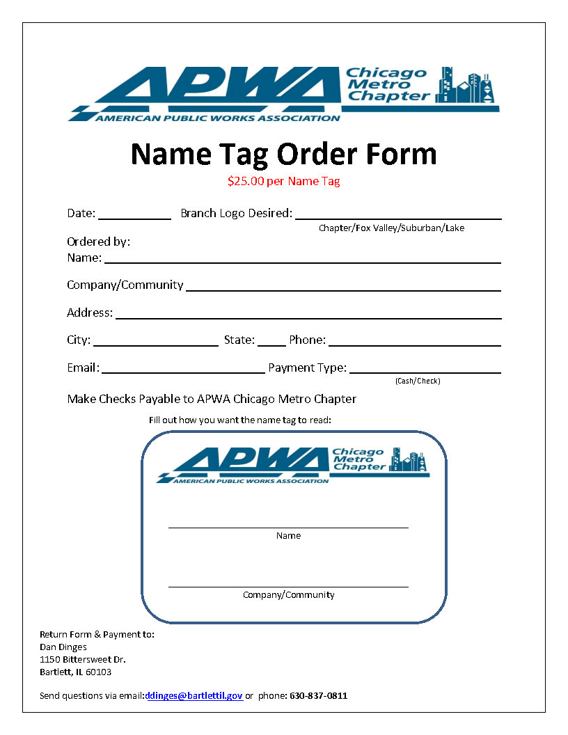 Name Tag Registration – APWA Chicago Metro Chapter